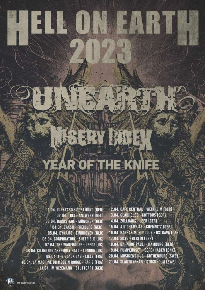 Unearth Announce 2023 European Tour With Misery Index and Year of the ...