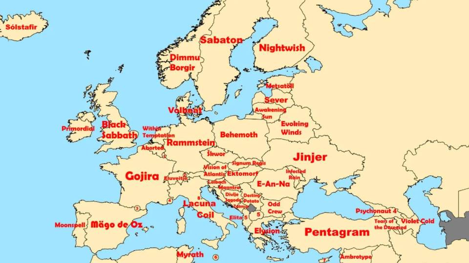 Here's a Map of the Most Popular Metal Bands from Every Country ...