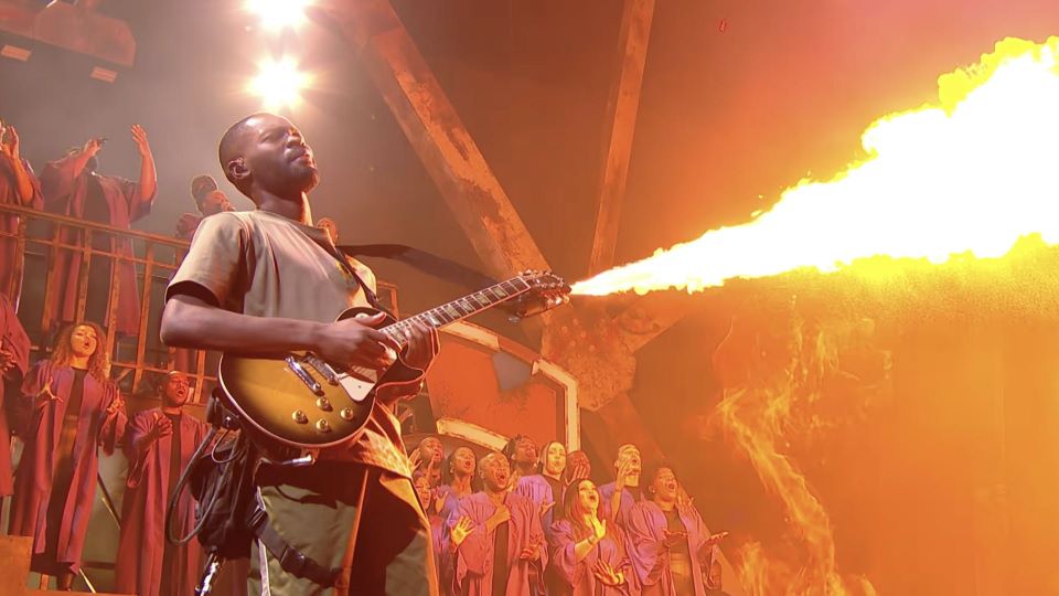 Watch: Rapper Plays Flamethrowing Guitar on the 2022 BRIT Awards ...