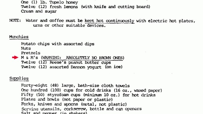 Interesting Things Found on Artist Backstage Riders & Contracts ...